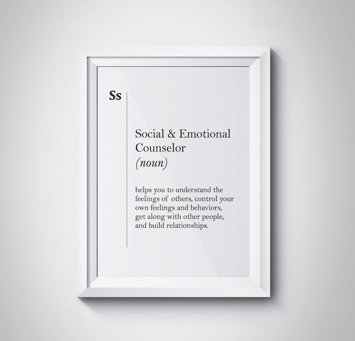 Social & Emotional Counselor Definition Print College Coworker Gift New ...