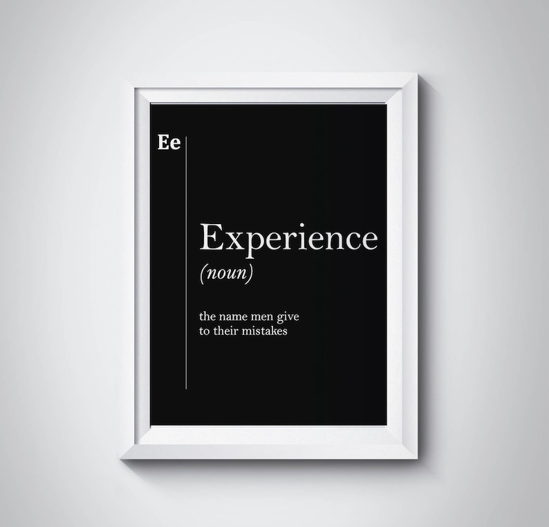Experience Definition Gift for Him Dictionary Art Print Office Decor ...