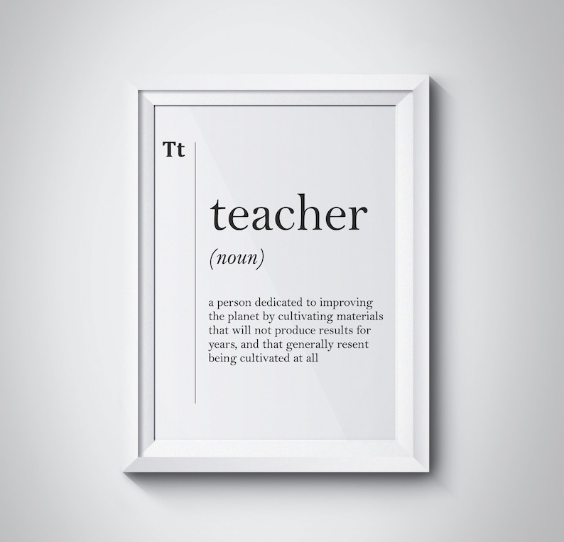 Teacher Funny Definition Poster Gift for College Coworker School ...