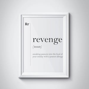 Revenge Definition Dorm Art Print Funny Revenge Print Black and White ...