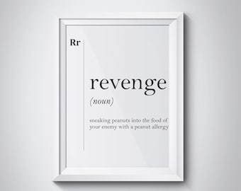 TRANSPARENT Revenge Definition Dorm Wall Art Print Funny Revenge Poster ...