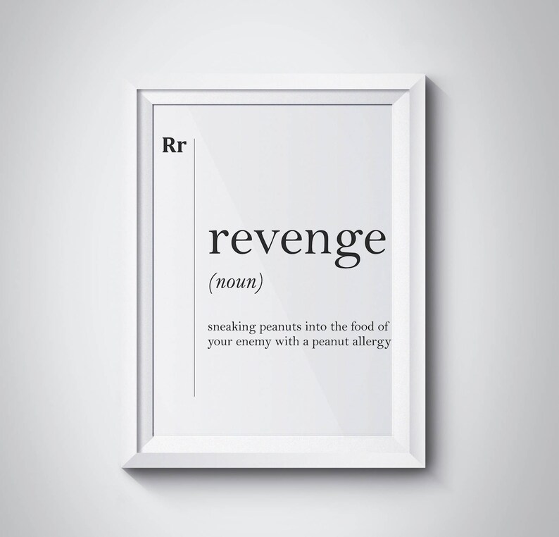Revenge Definition Dorm Art Print Funny Revenge Print Black and White ...