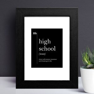 High School Funny Definition Print College Dorm Decor Teacher Student ...