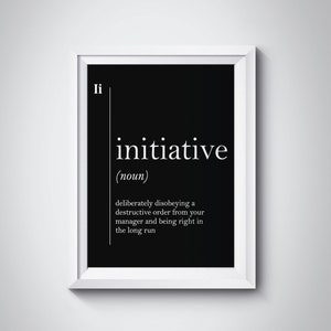 Initiative Definition Office Wall Decor Office Wall Art Boss Gift ...