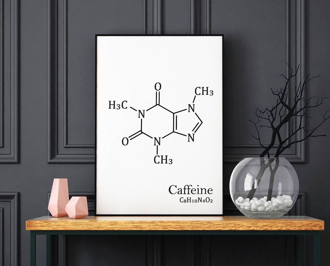 Caffeine Molecule Coffee Print Coffee Wall Art Cafe Decor Chemistry ...