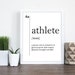 Athlete Definition Print Sports Fitness Gift Gym Decor Minimalist Wall ...