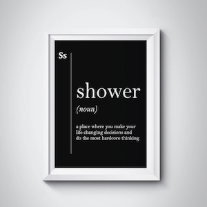 Shower Definition Bathroom Art Definition Print Black Print Bathroom ...