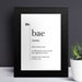 Bae Definition Print Boyfriend Girlfriend College Gift Dorm Home Decor ...