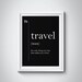 Travel Definition Traveler Gift Quote Printable Word Poster Typography ...