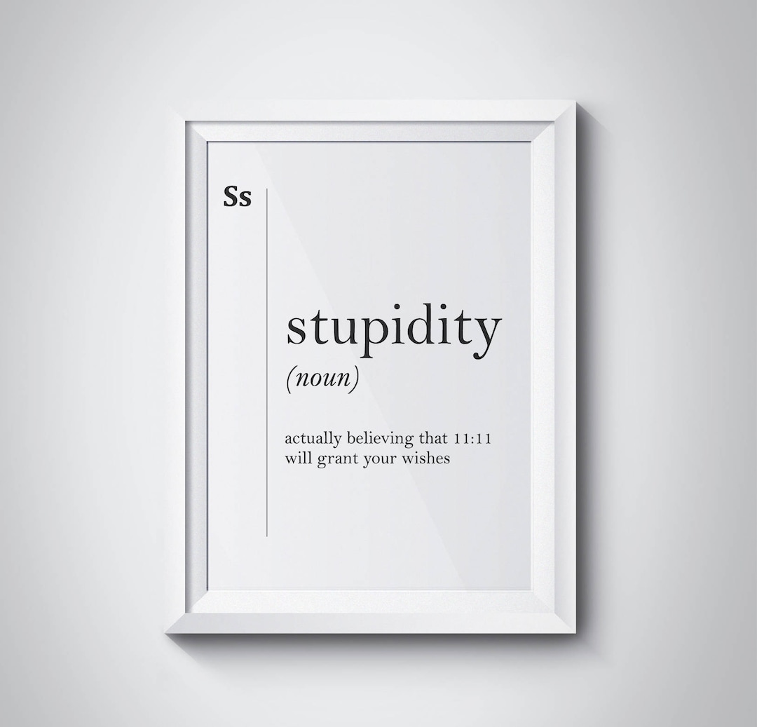 Stupidity Definition Print Dorm College Decor Friend Gift Funny Modern ...