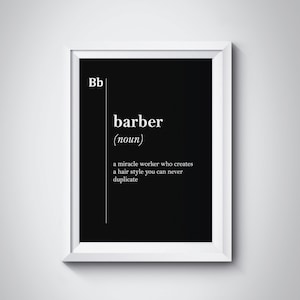 Barber Definition Print Barbershop Wall Art Gift for Barber Hairdresser ...