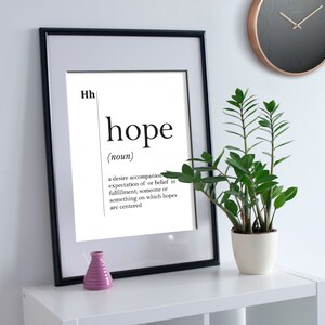 Hope Definition Hope Print Hope Wall Art Modern Print Minimalism ...