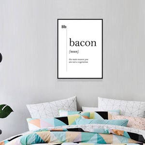 Bacon Definition Print Kitchen Decor Kitchen Wall Art Gift for Food ...