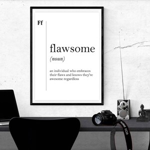 Flawsome Definition Print Romantic Wall Art Minimalist Wall Art Funny ...