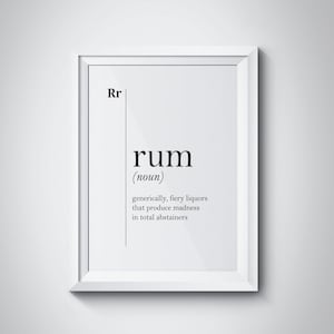 Rum Funny Definition Poster Rum Lover Gift Rum Art Alcohol Print Bar ...