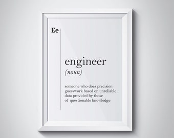 TRANSPARENT Engineer Definition Print Gift for Coworker New Job Office ...
