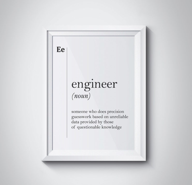 Engineer Definition Print Gift for Coworker New Job Office Decor Home ...