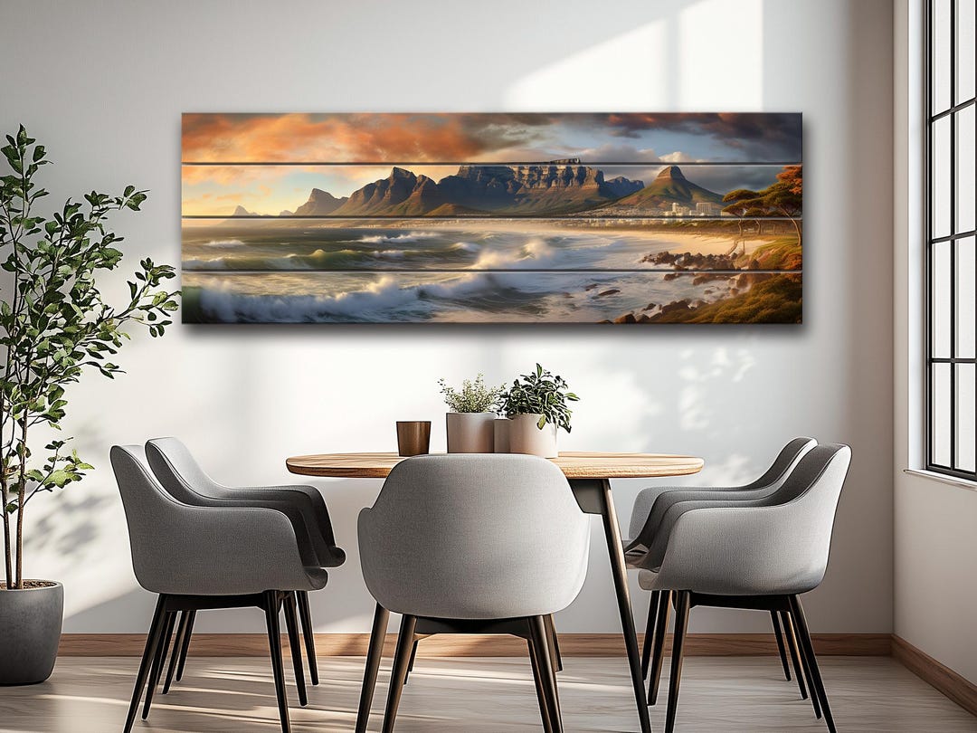 Rustic Cape Town Wood Wall Art – Abstract Cape Town Painting Printed on ...