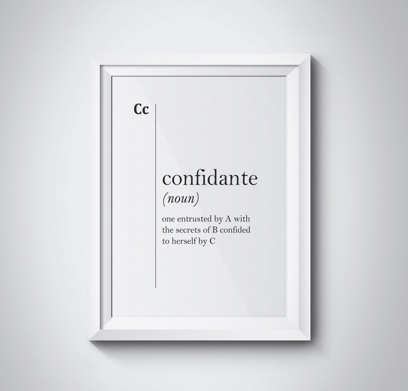 Confidante Definition Print Woman Gift Best Friend Gift for Her Lady ...