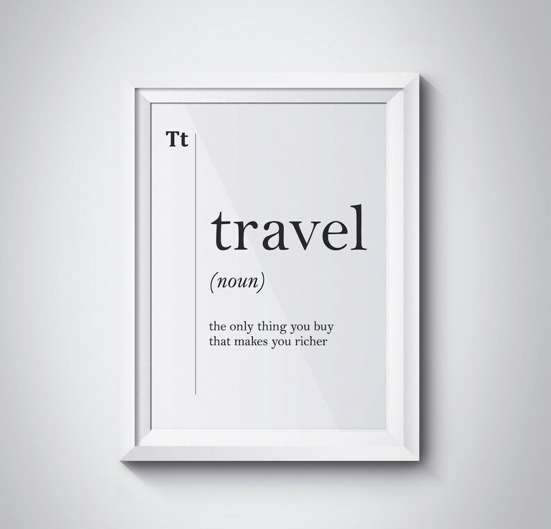 Travel Definition Gift for Traveler Friend Typography Wall Art Home ...