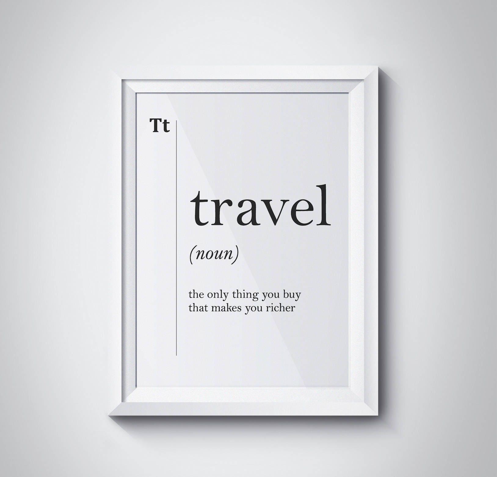 Travel Definition Gift for Traveler Friend Typography Wall Art Home ...