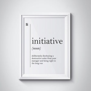 Initiative Definition Office Wall Decor Office Wall Art Boss Gift ...