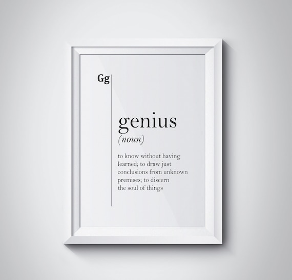 Genius Definition Print Friend Gift Husband Gift Wife Gift | Etsy