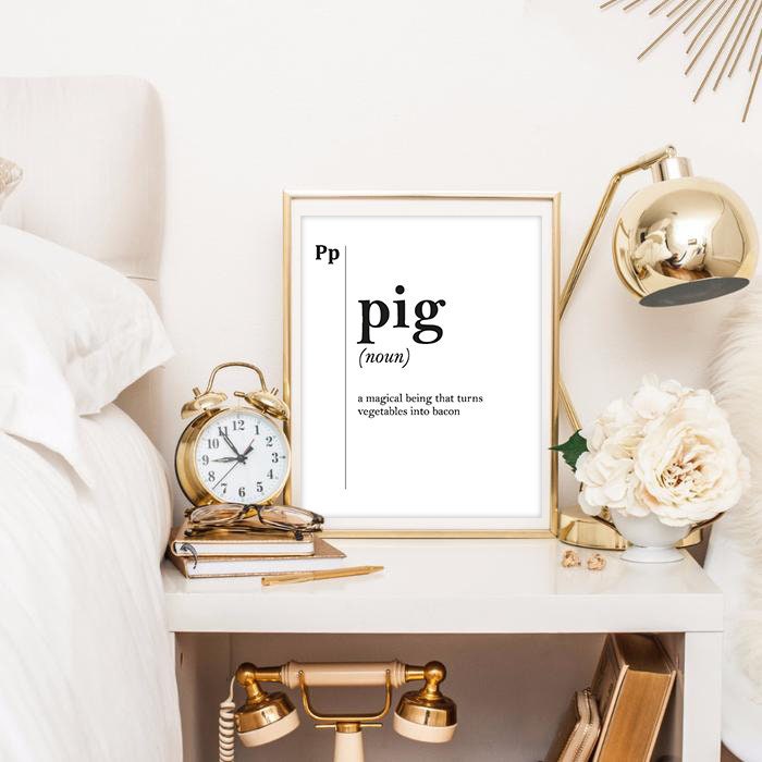 Funny Pig Definition Funny Wall Art Gift for Food Lover - Etsy