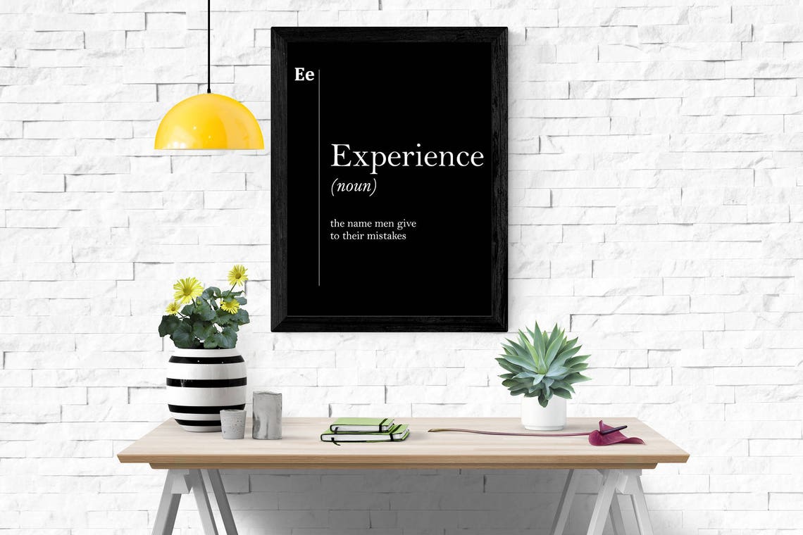 Experience Definition Gift for Him Dictionary Art Print Office Decor ...