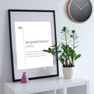Acquaintance Funny Definition Print Friend Gift Dorm Wall Art Dorm ...