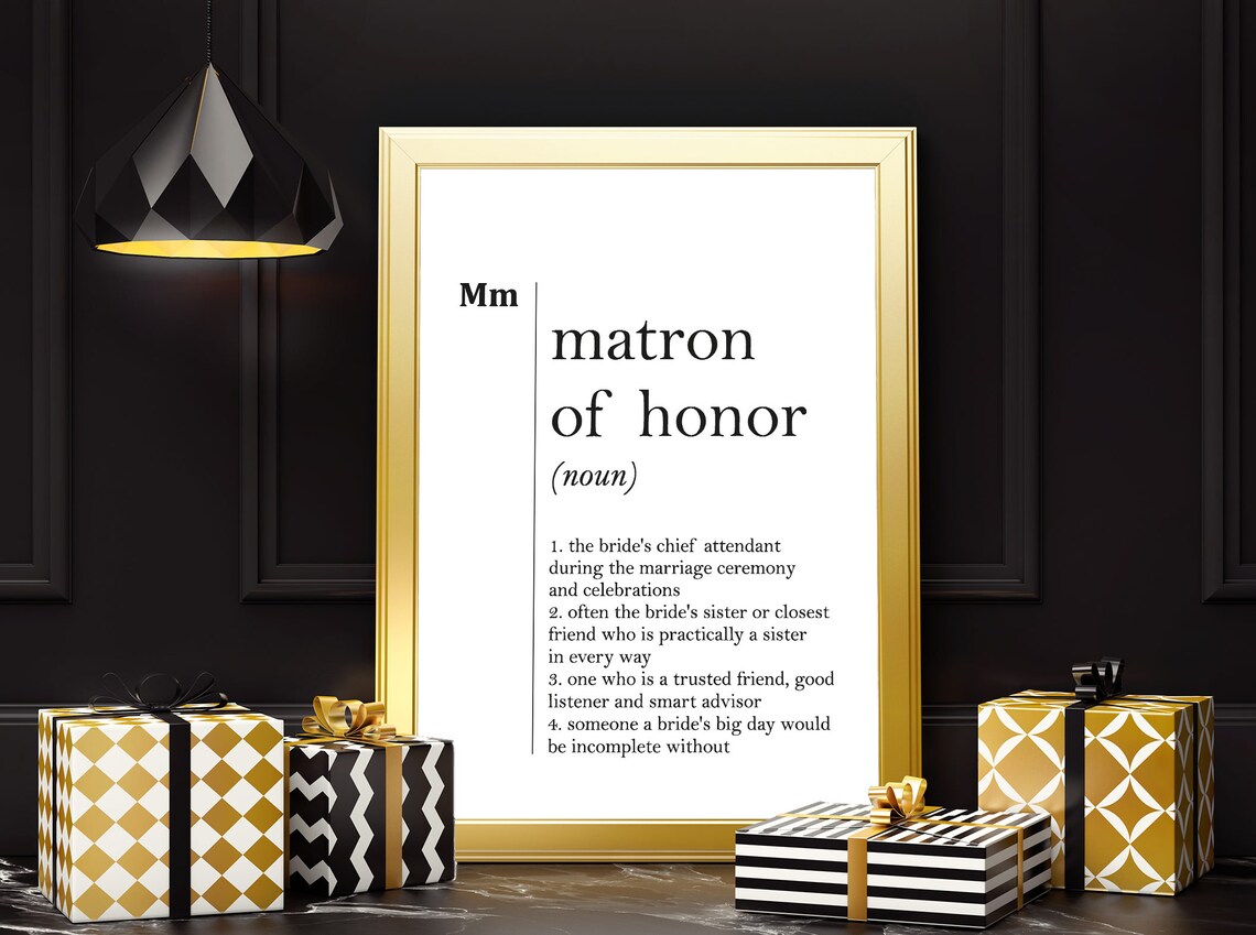 Matron of Honor Definition Print Gift for Matron of Honor - Etsy