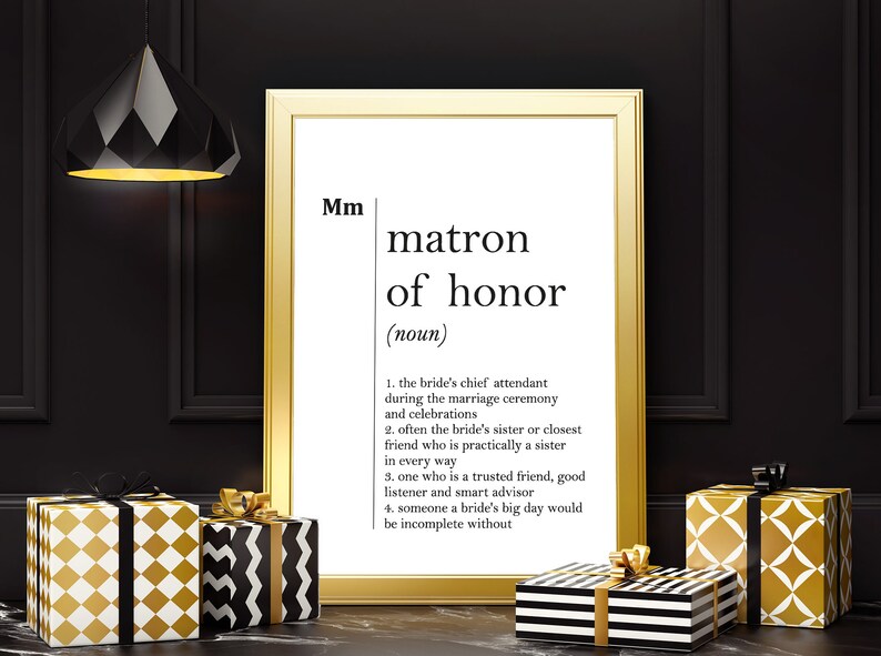 Matron of Honor Definition Print Gift for Matron of Honor Modern ...