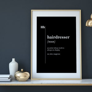 Hairdresser Definition Poster Hairdressing Salon Decor Stylist Gift ...