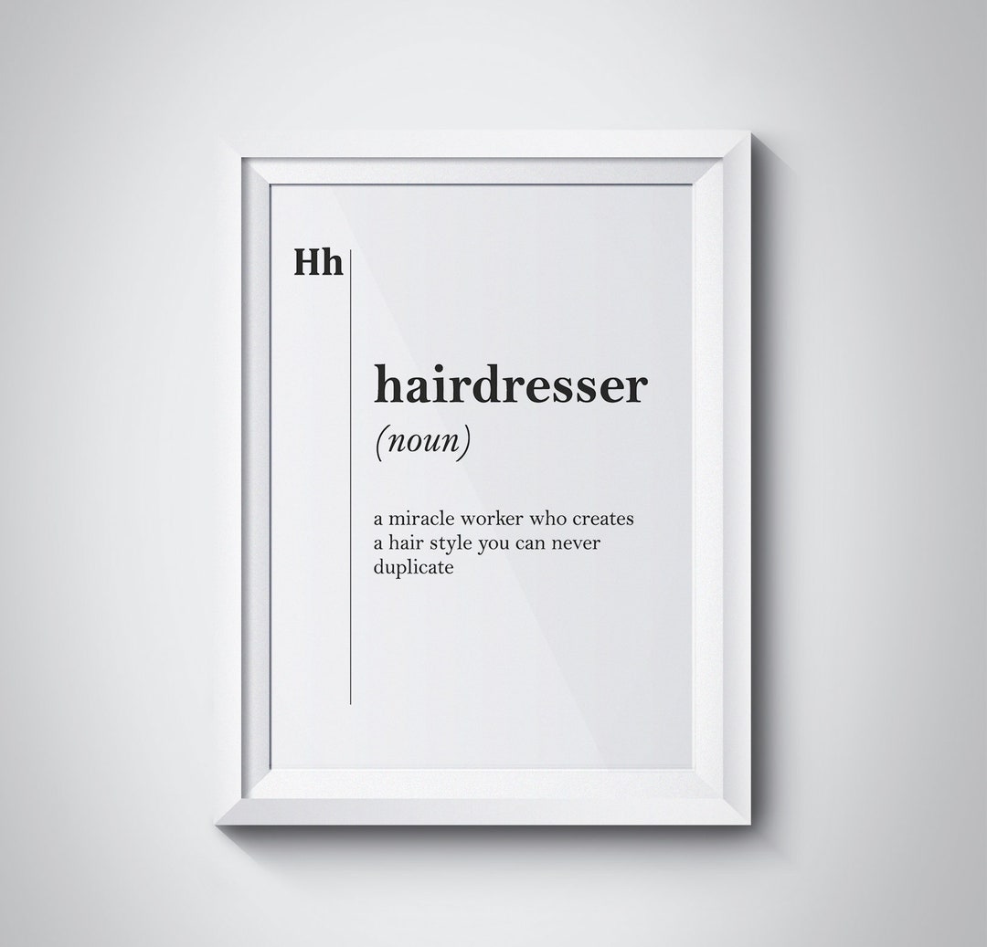 Hairdresser Definition Print Barber Gift for Stylist Coworker Decor ...