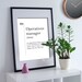 Operations Manager Definition Print Gift for Coworker Boss Funny Poster ...