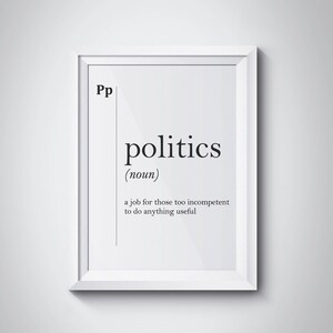 Politics Definition Poster Politics Gift Politician Gifts Funny Lawyer ...