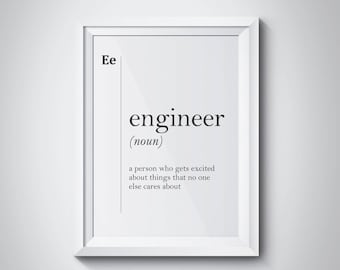 TRANSPARENT Funny Engineer Definition Engineer Gift Office Decor ...