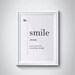 Smile Definition Print Nursery Wall Art Minimalist Love Decor Mother ...