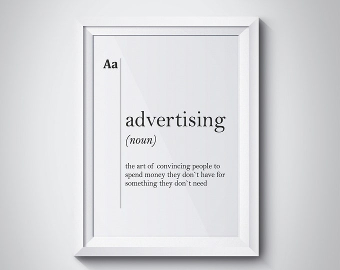 Advertising Definition Print Marketing Office Wall Art Boss - Etsy