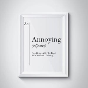 Annoying Definition Print Funny Office Wall Art Scandinavian Art Office ...
