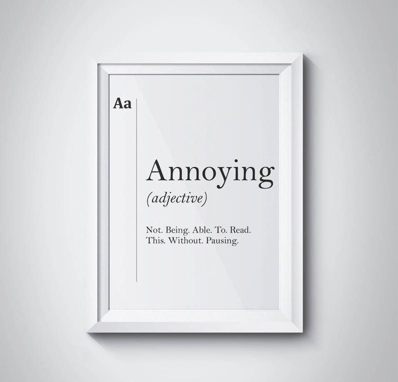 Annoying Definition Print Funny Office Wall Art Scandinavian Art Office ...