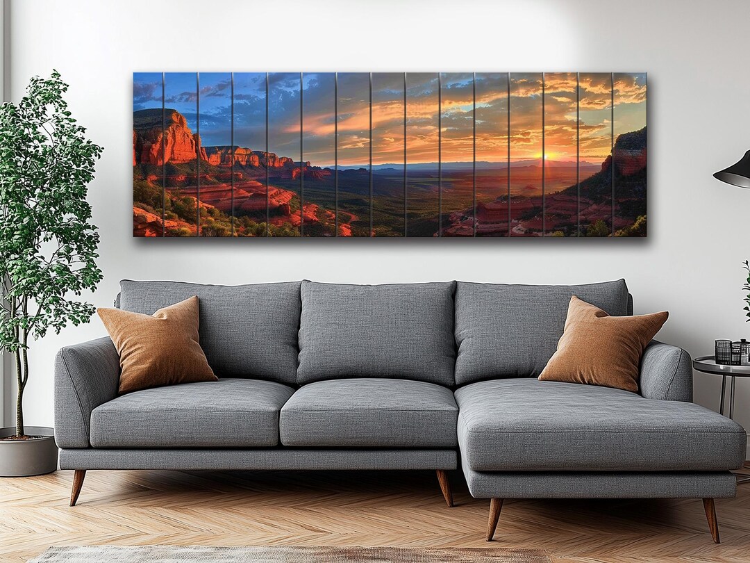Sunset Over Red Rocks in Arizona Print on Natural Wood – Desert ...
