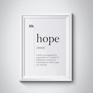 Hope Definition Hope Print Hope Wall Art Modern Print Minimalism ...