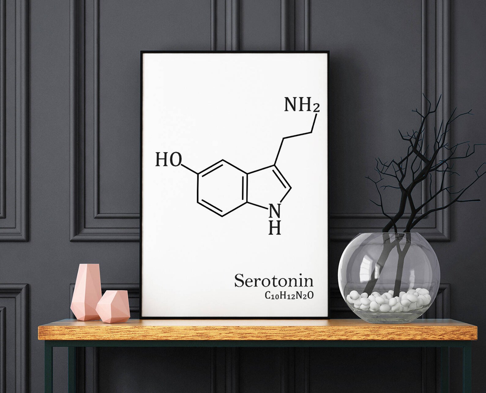 Serotonin Molecule Science Poster Minimalist Print Chemistry Gift ...