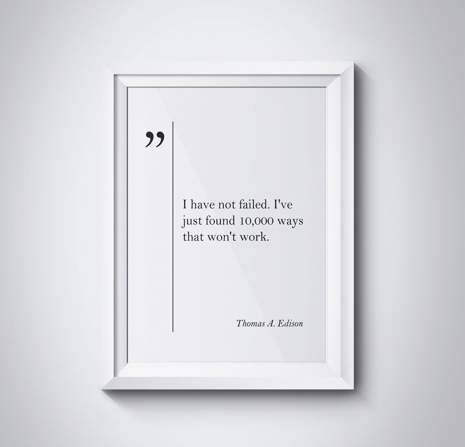 Thomas A. Edison Quote Motivational Wall Art Engineer Gift Thomas ...