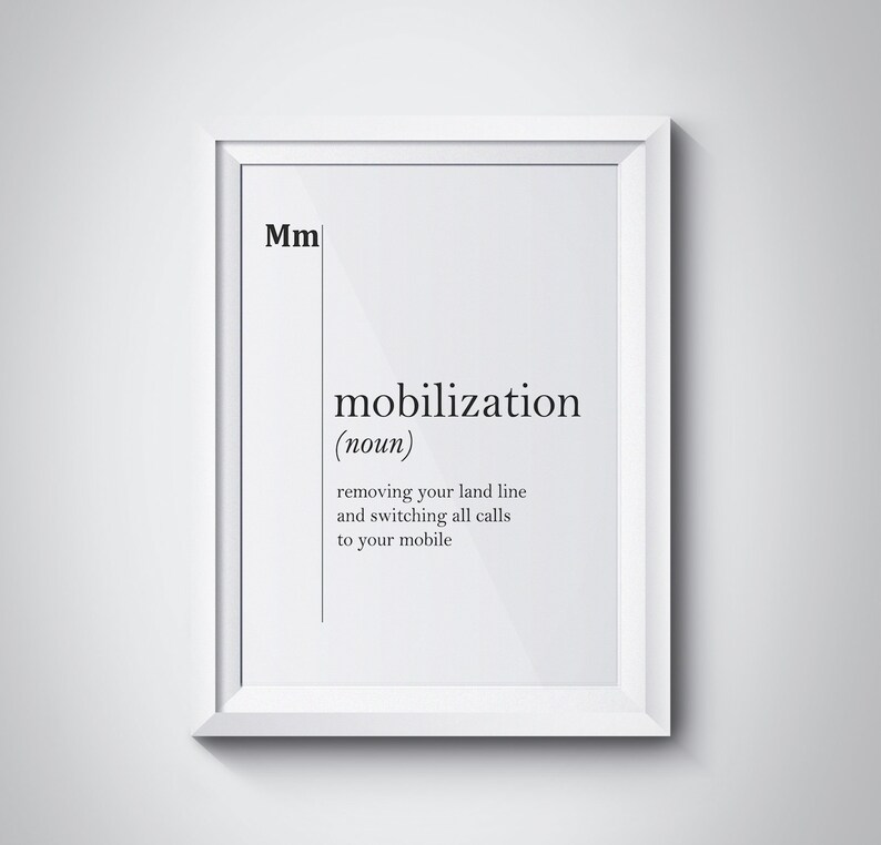 Mobilization Definition Print Friend Gift Office Wall Decor Dorm Decor ...