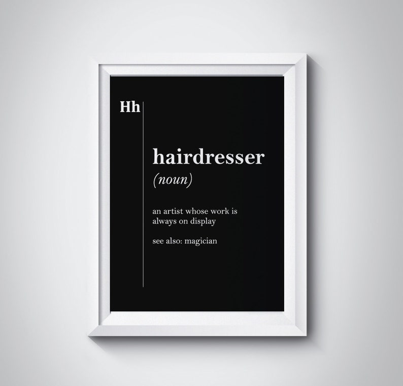 Hairdresser Definition Poster Hairdressing Salon Decor Stylist Gift ...