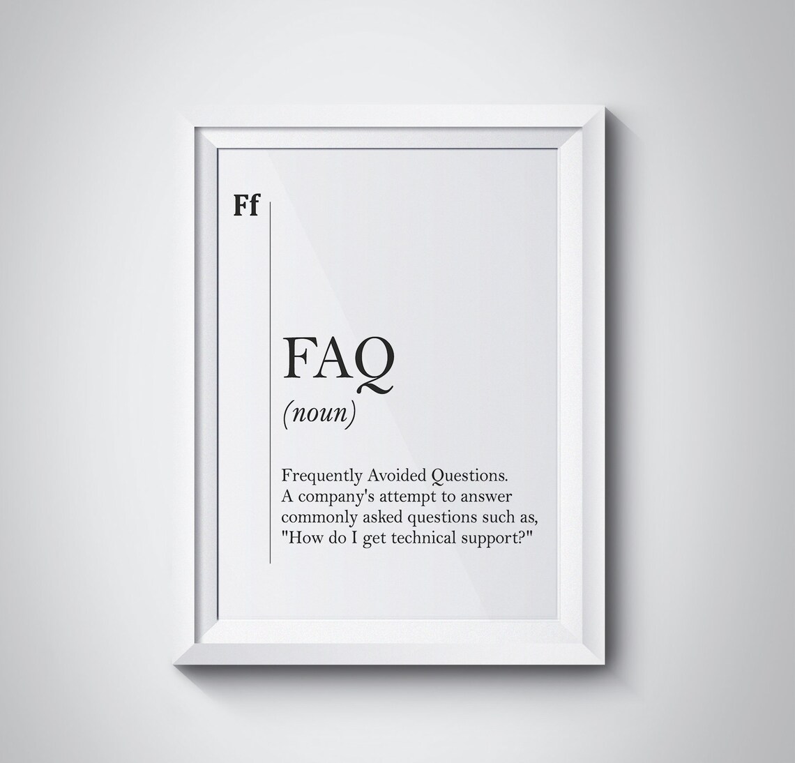 FAQ Definition Support Worker Gift Office Decor SEO Gift Dorm - Etsy