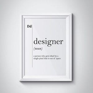 Designer Definition Print Gift for Artist Office Wall Art Workshop ...