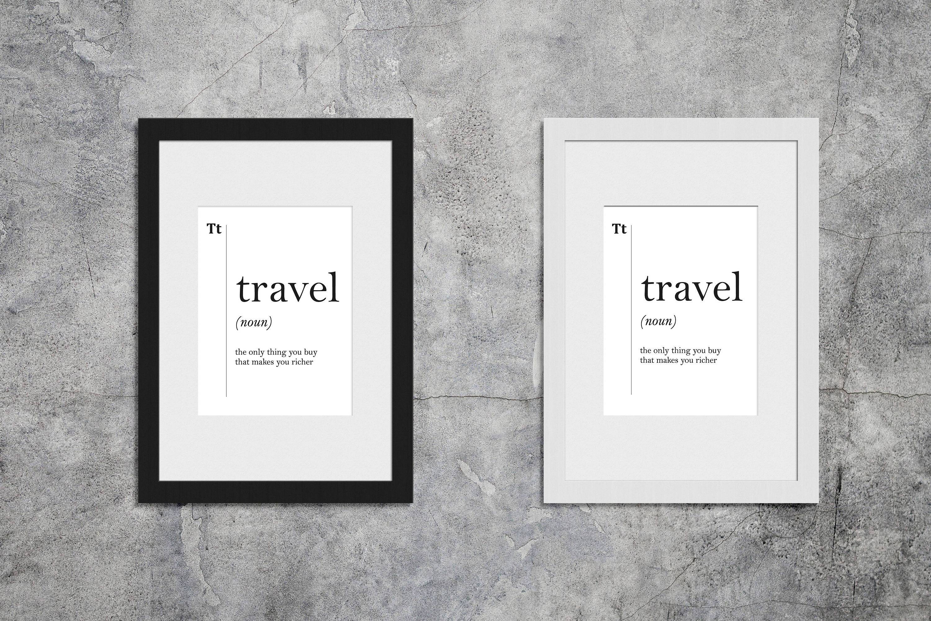 Travel Definition Gift for Traveler Friend Typography Wall Art Home ...